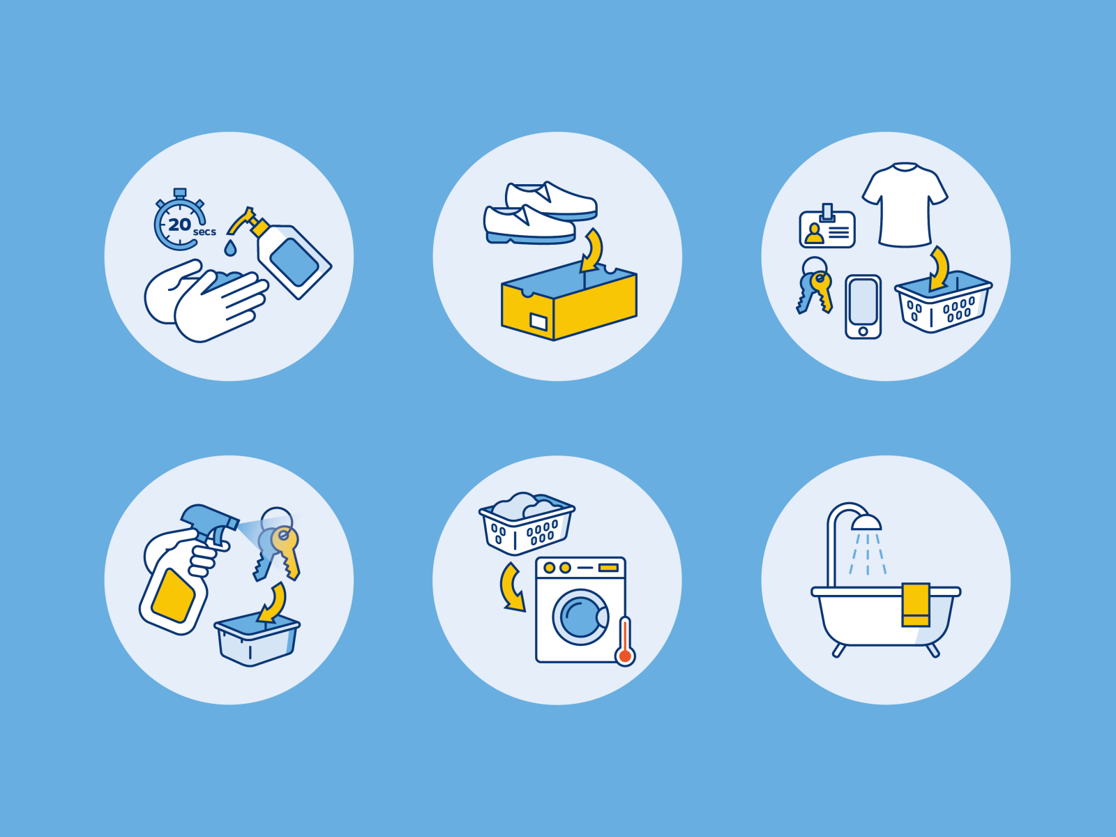COVID-19 Decontamination Icons by Kim Lawler on Dribbble