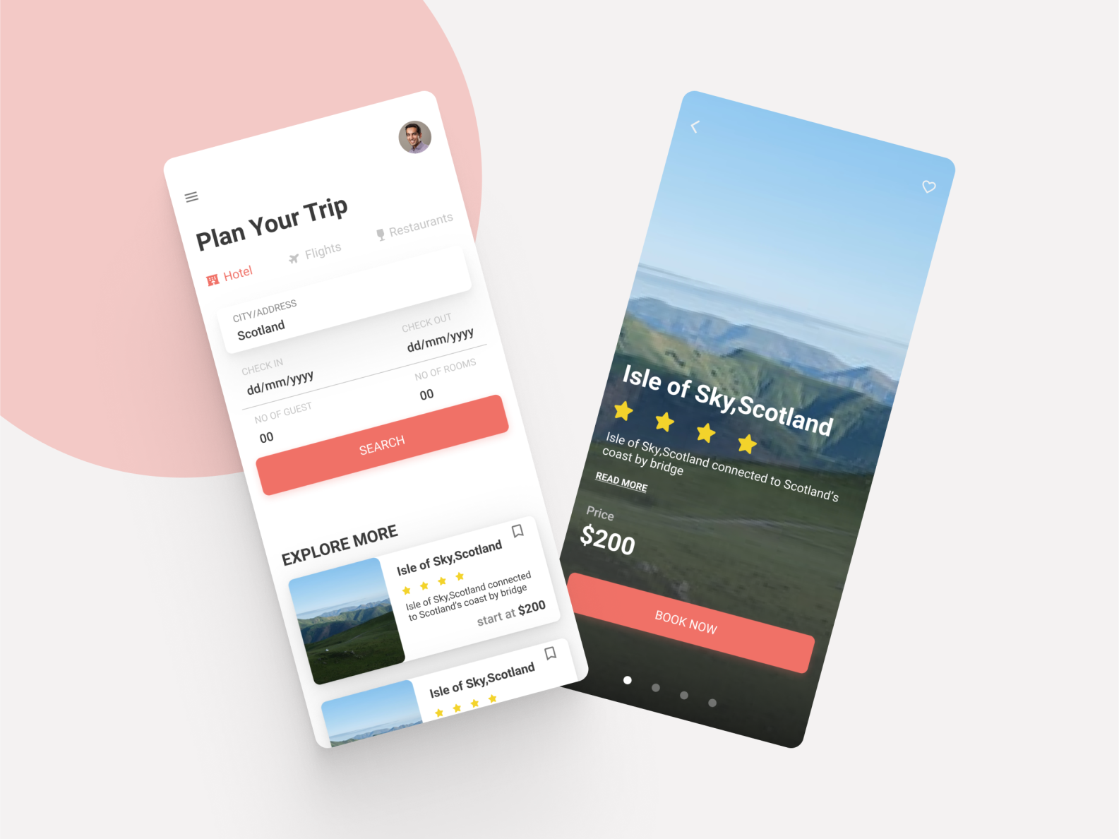 Travel booking UI by Chandan Rajbongshi on Dribbble