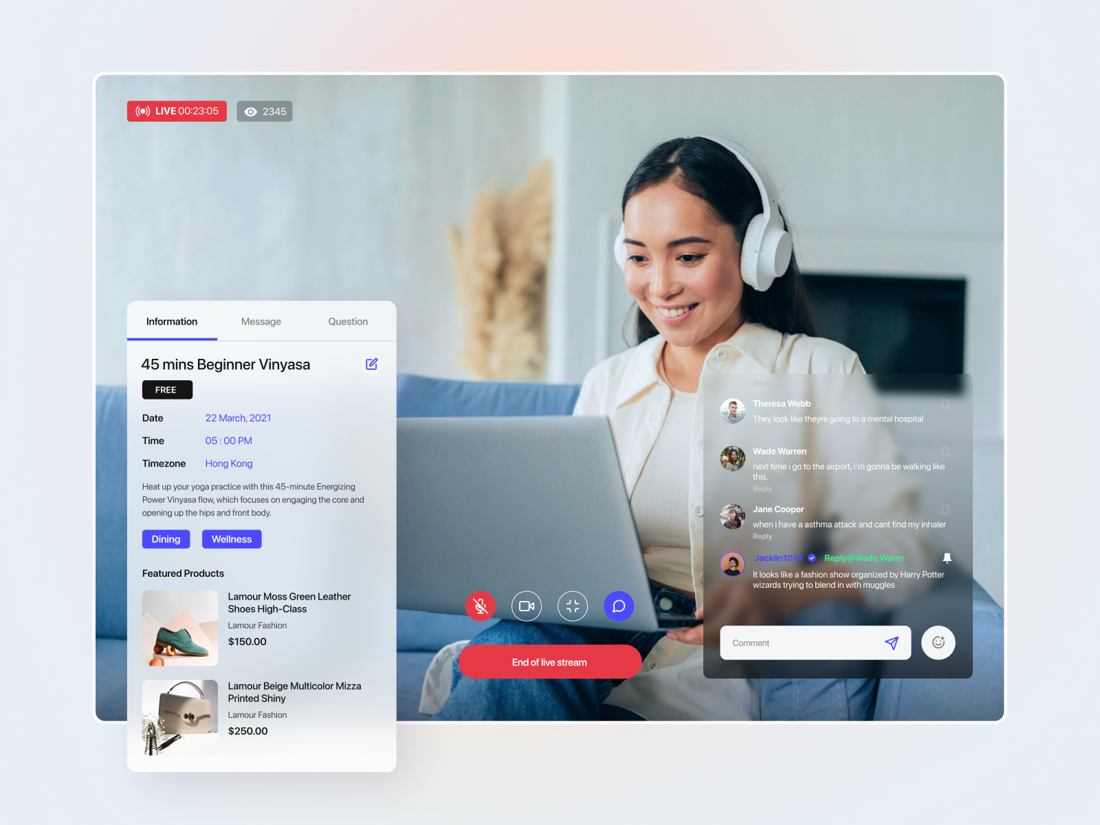 Livestream Main Screen by Sang on Dribbble
