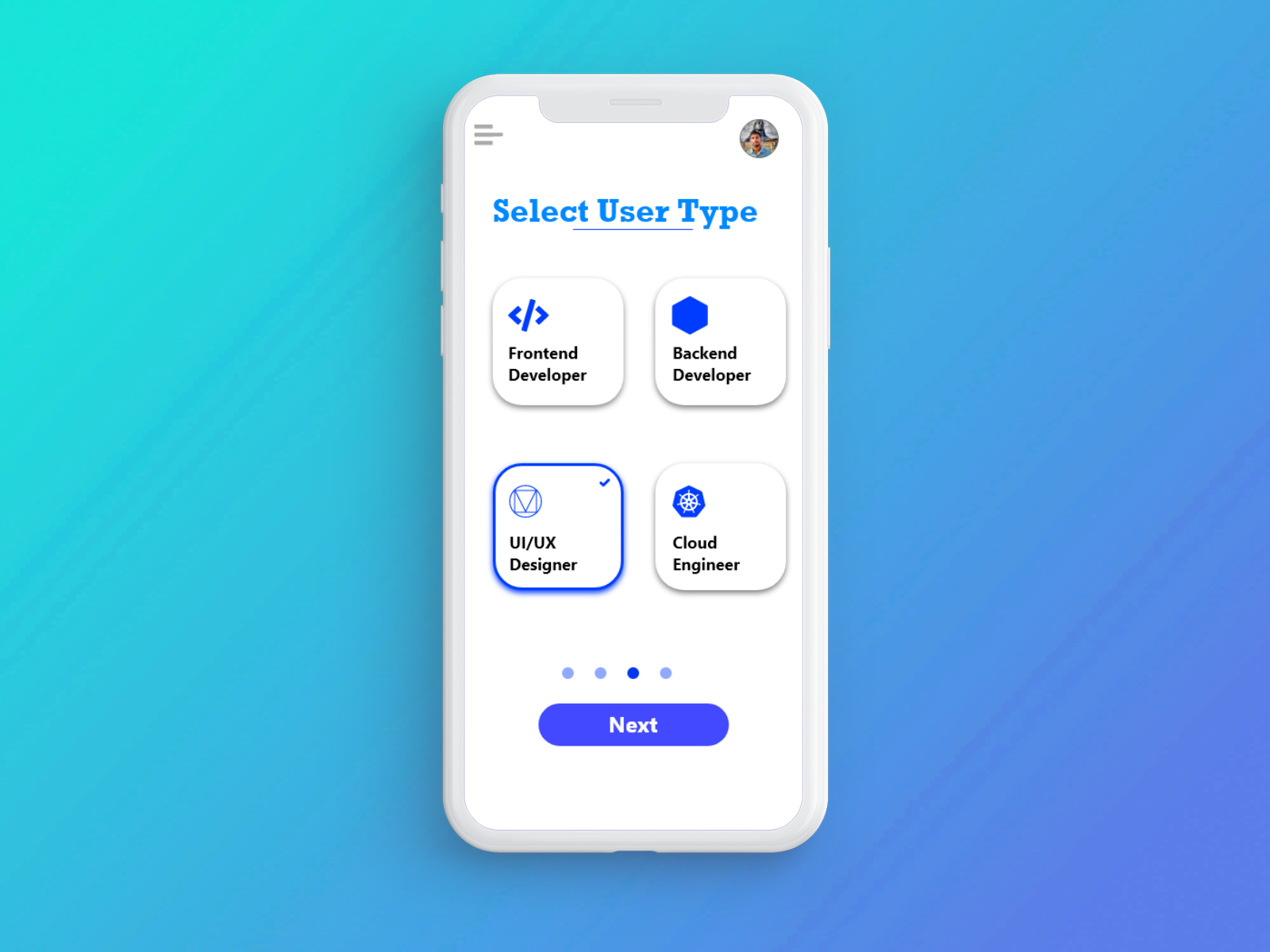 Select User Type by Naveen K on Dribbble