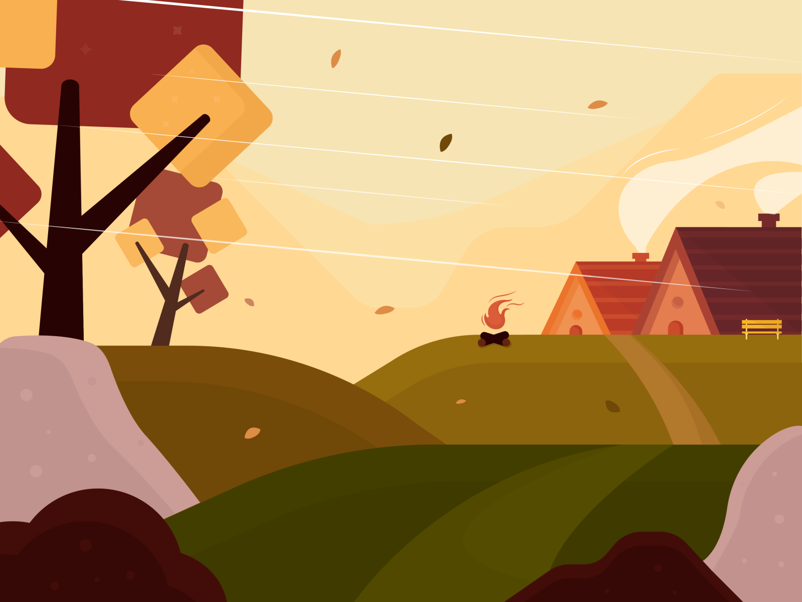 Autumn scenery design by Ekaterina Muzheva on Dribbble