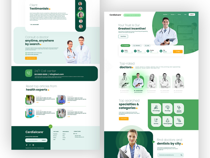 Doctors directory website mock-up by Suresh V. on Dribbble