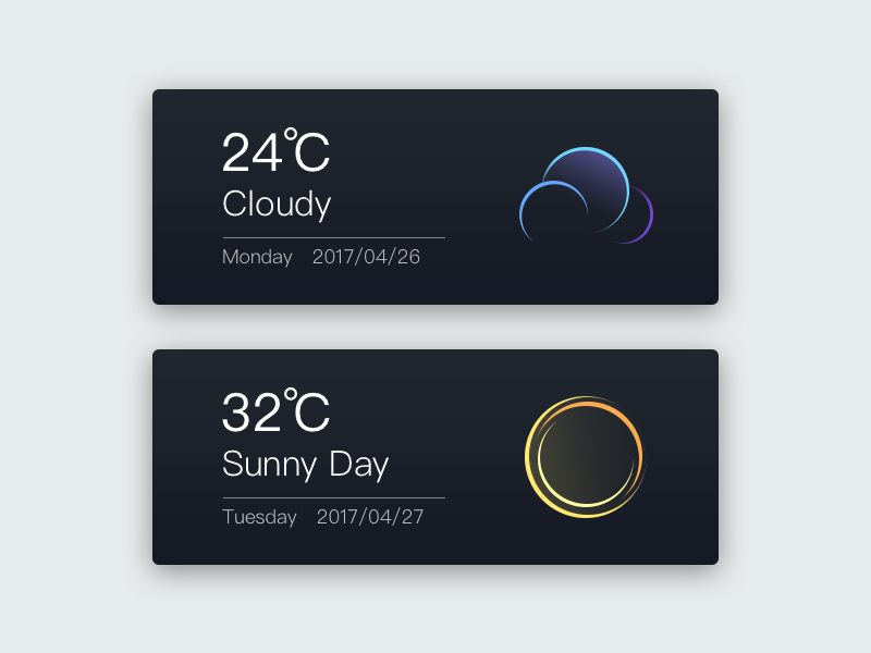 weather widget by Han Miaopu on Dribbble