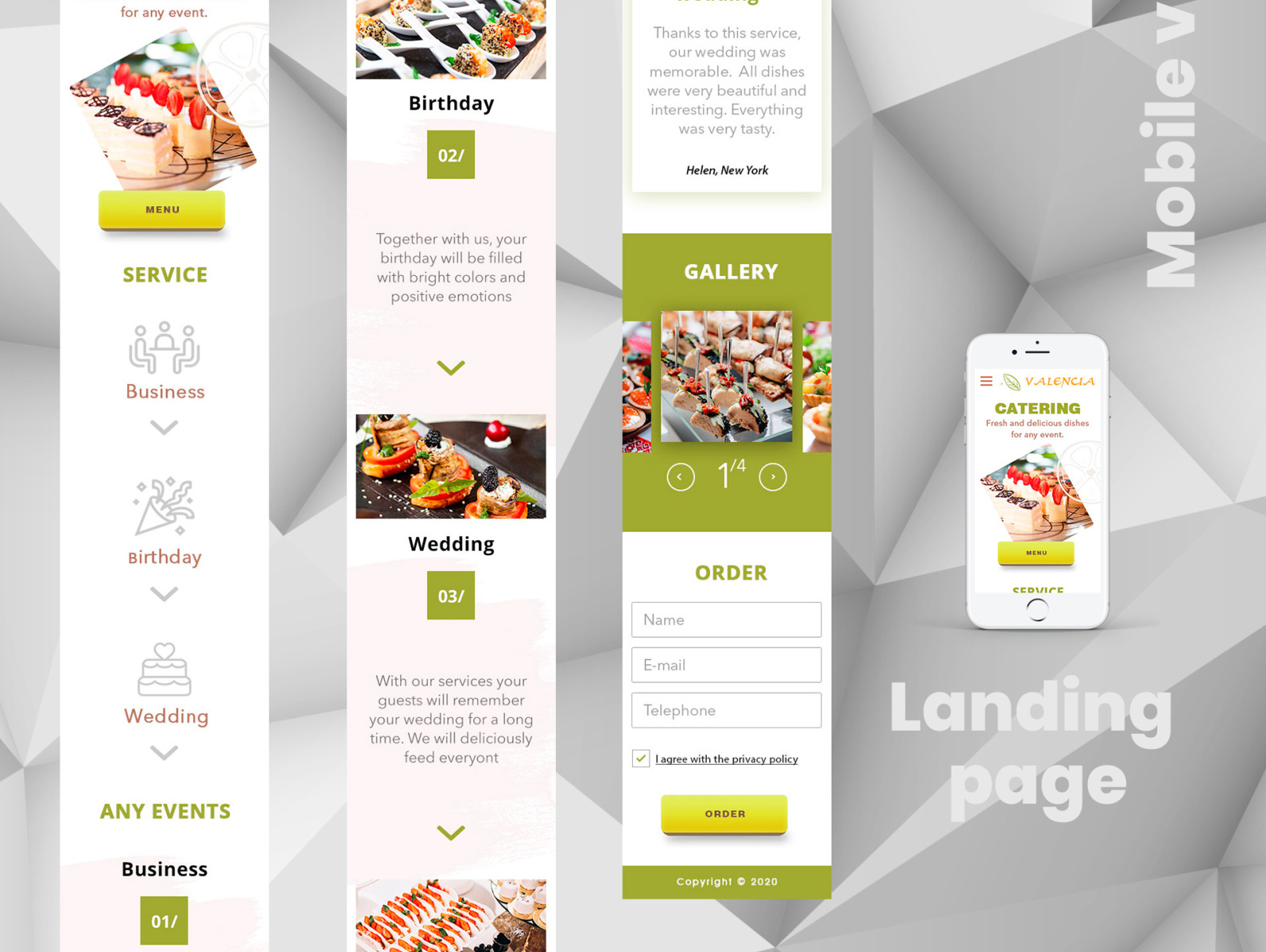 Mobile version Landing page Catering by Anastasiya Ivanova on Dribbble