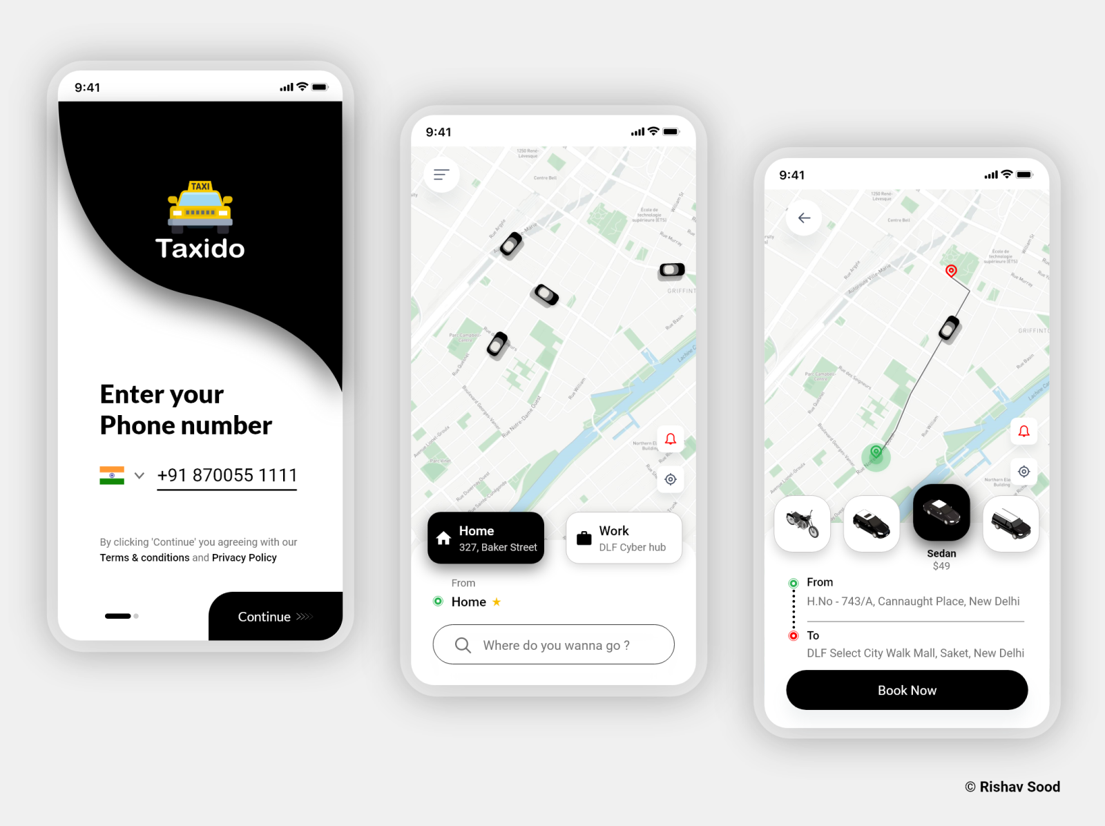 Cab Booking UI Design by Rishav Sood on Dribbble