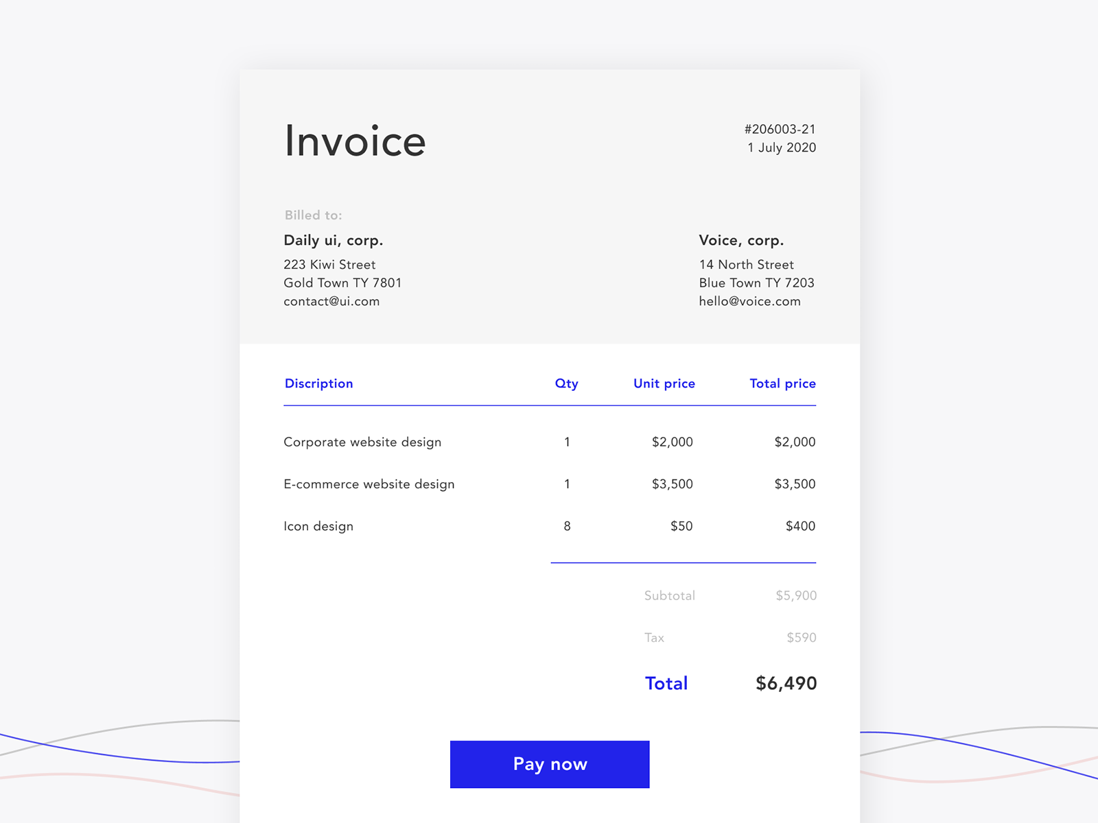Daily UI #046 - Invoice by Sachiko Nakayama on Dribbble