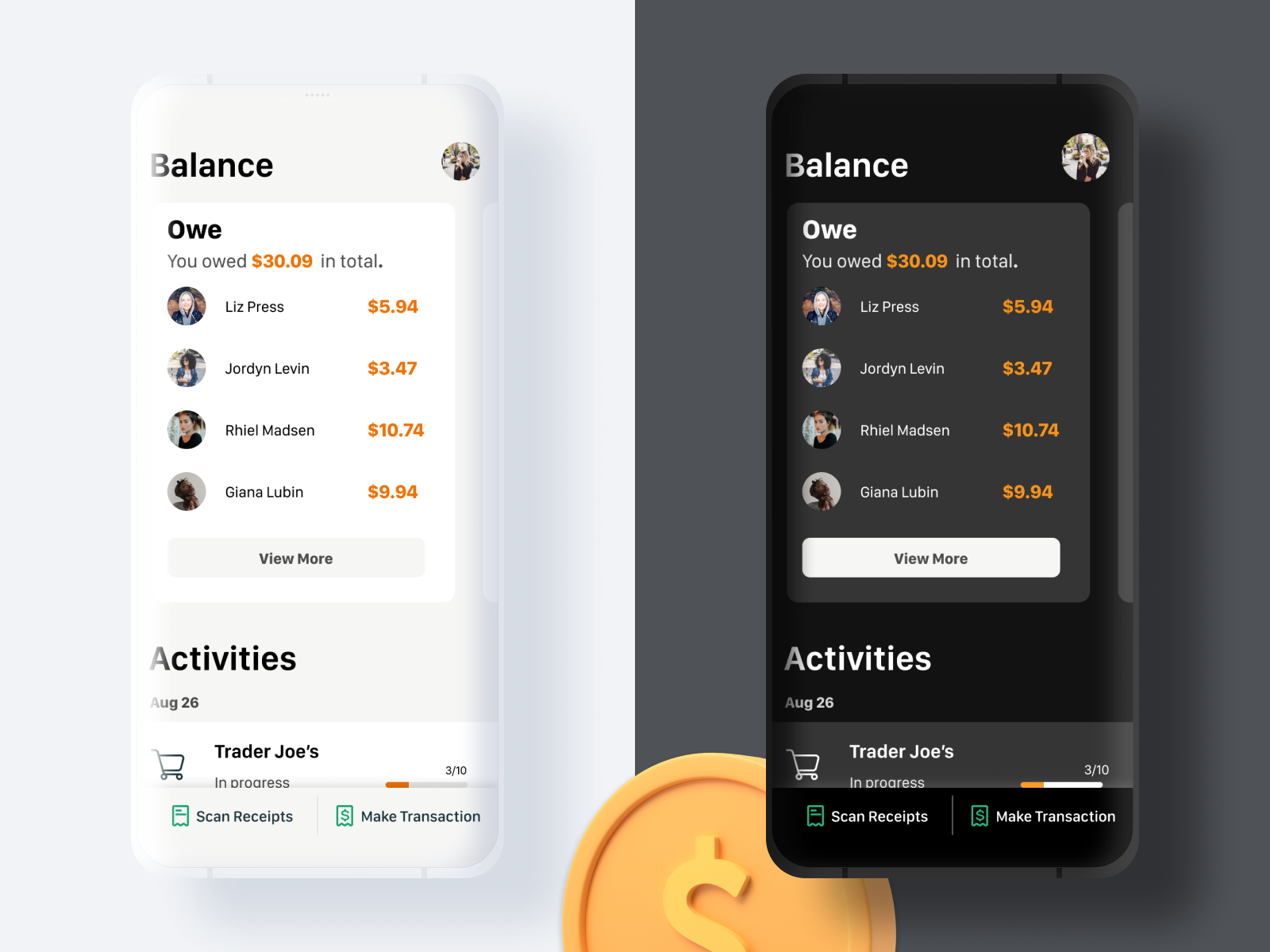 Split bill with friends by Shimei Qiu on Dribbble