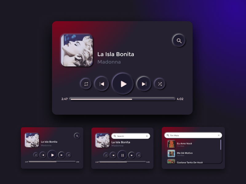 Music Player Widget by Natalia Pinheiro on Dribbble