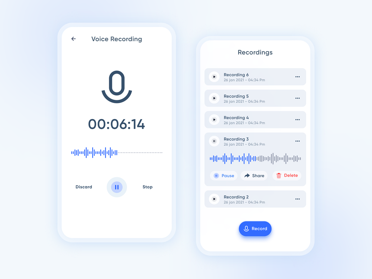 Voice Recorder || UI Design by Kirtanya - Dezinx on Dribbble