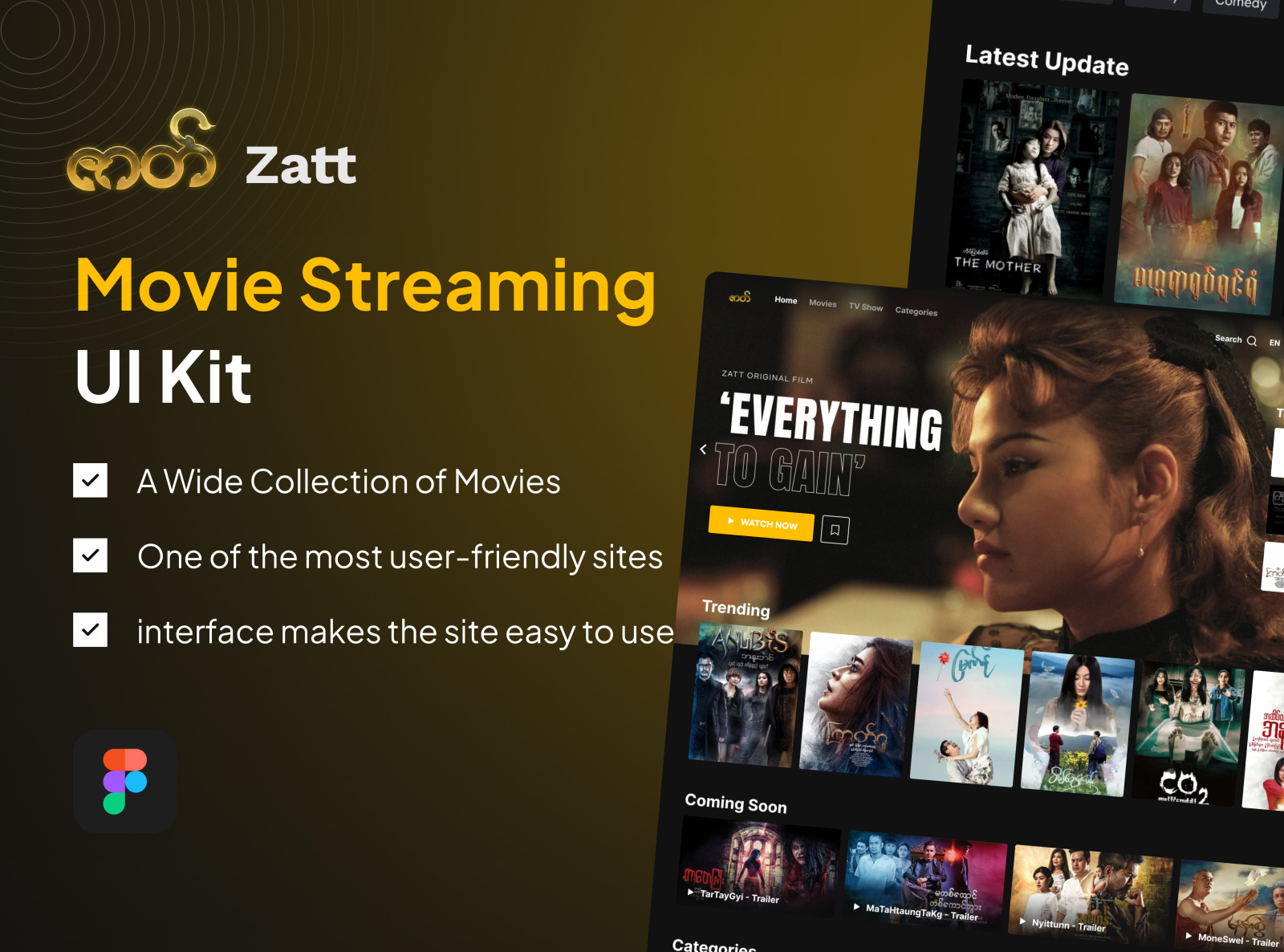 Zatt Movie Streaming UI Kit by Khant Kyaw Htet on Dribbble