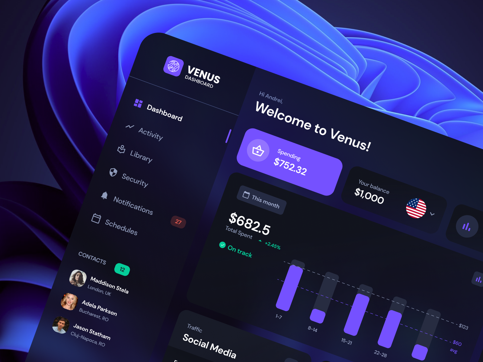 Dark Dashboard Screen - Made with VDB PRO ️ by Horizon UI on Dribbble