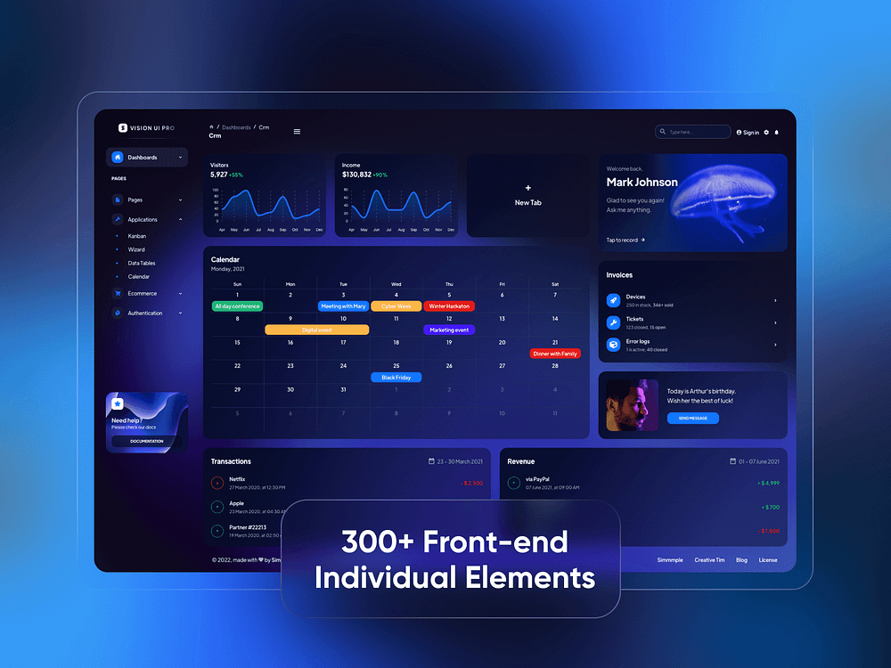 Inspired by the future: Vision UI Dashboard PRO by Horizon UI on Dribbble