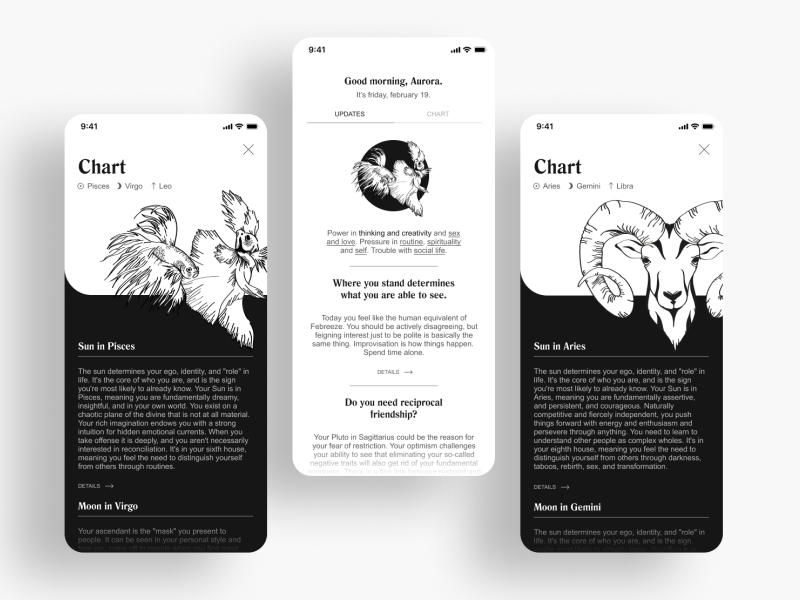 Horoscope App by Giorgia Piacentini on Dribbble