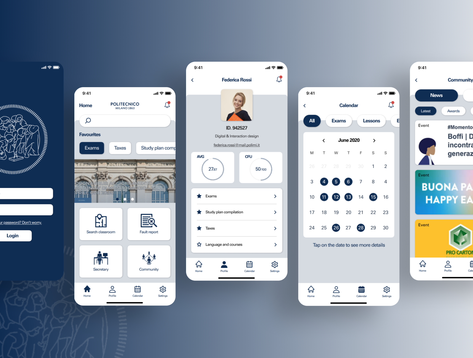 Redesign of Polimi App by Giorgia Piacentini on Dribbble