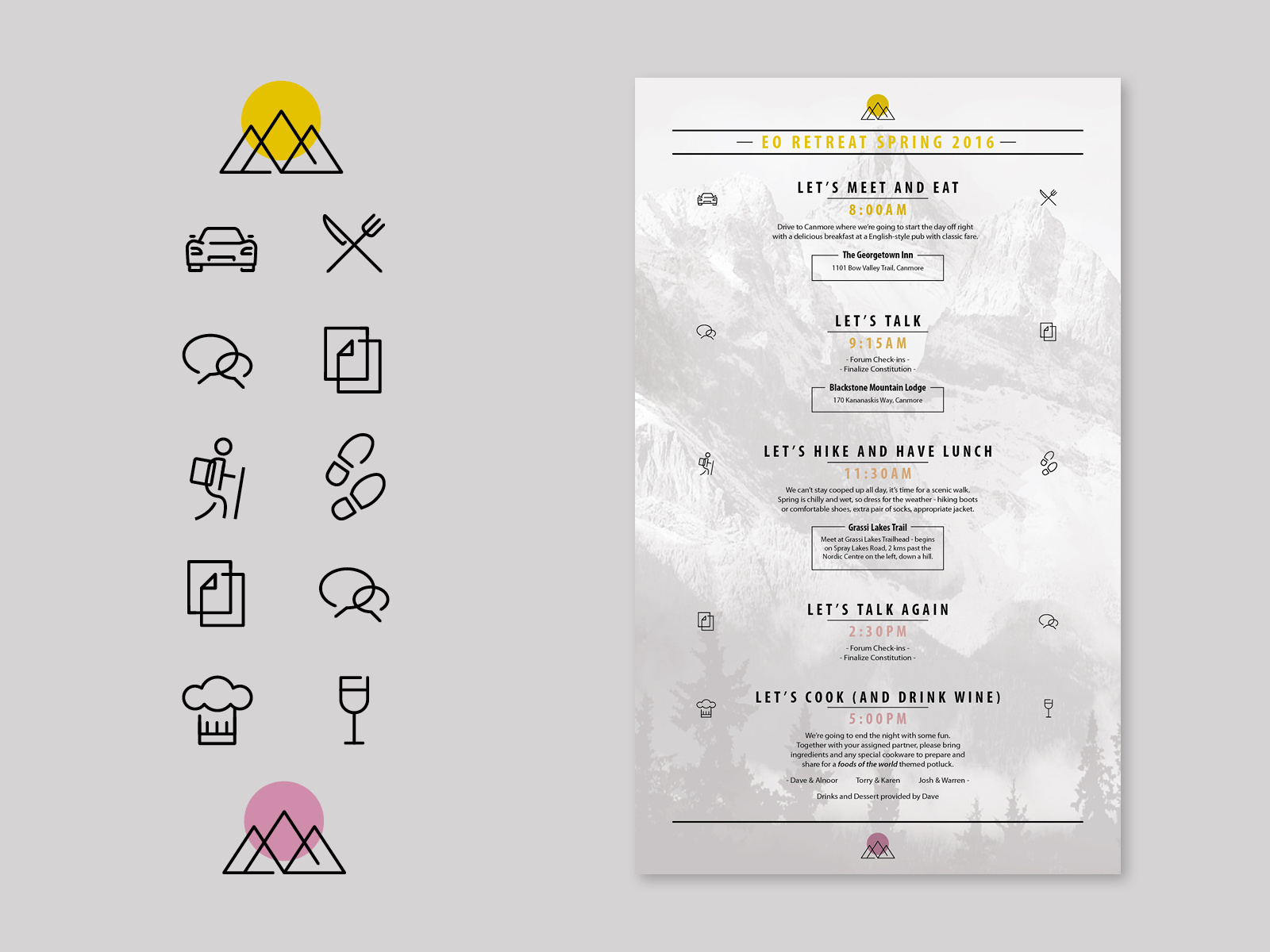 Menu of Events Design and Icons by Victoria Mitchell on Dribbble