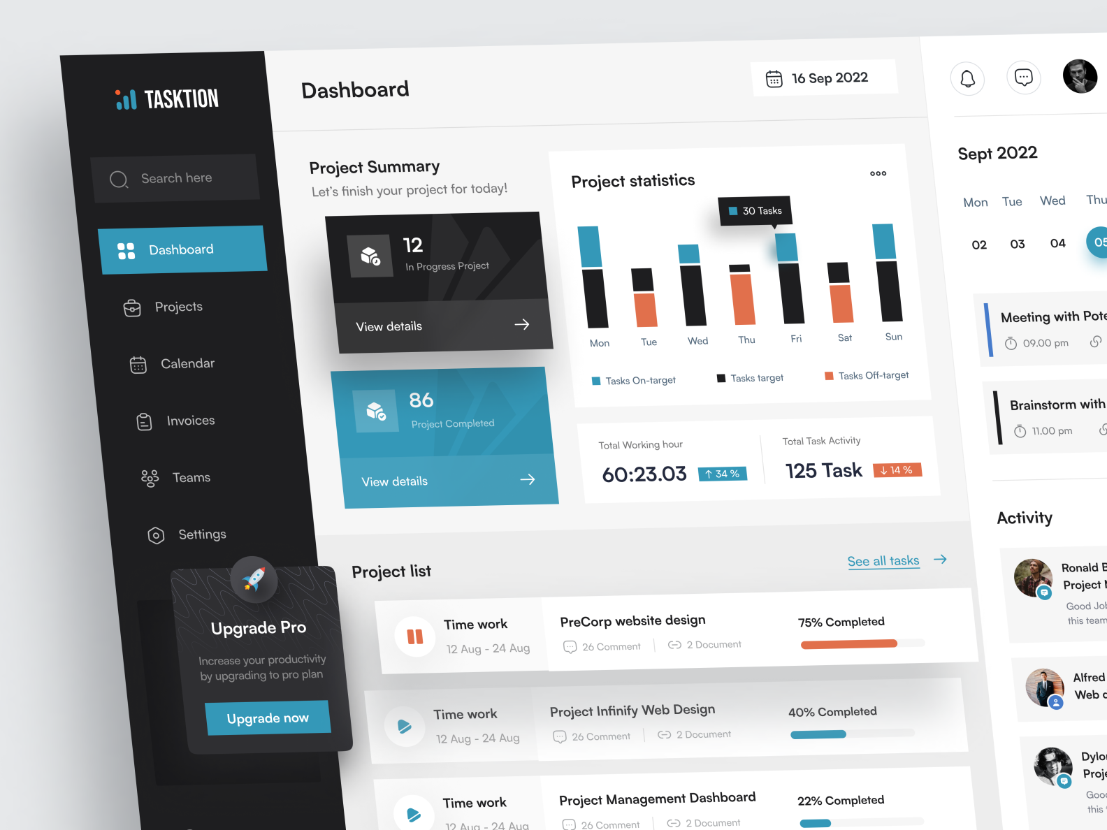 Task Management Dashboard - Tasktion by Ali Husni for Pickolab Studio ...
