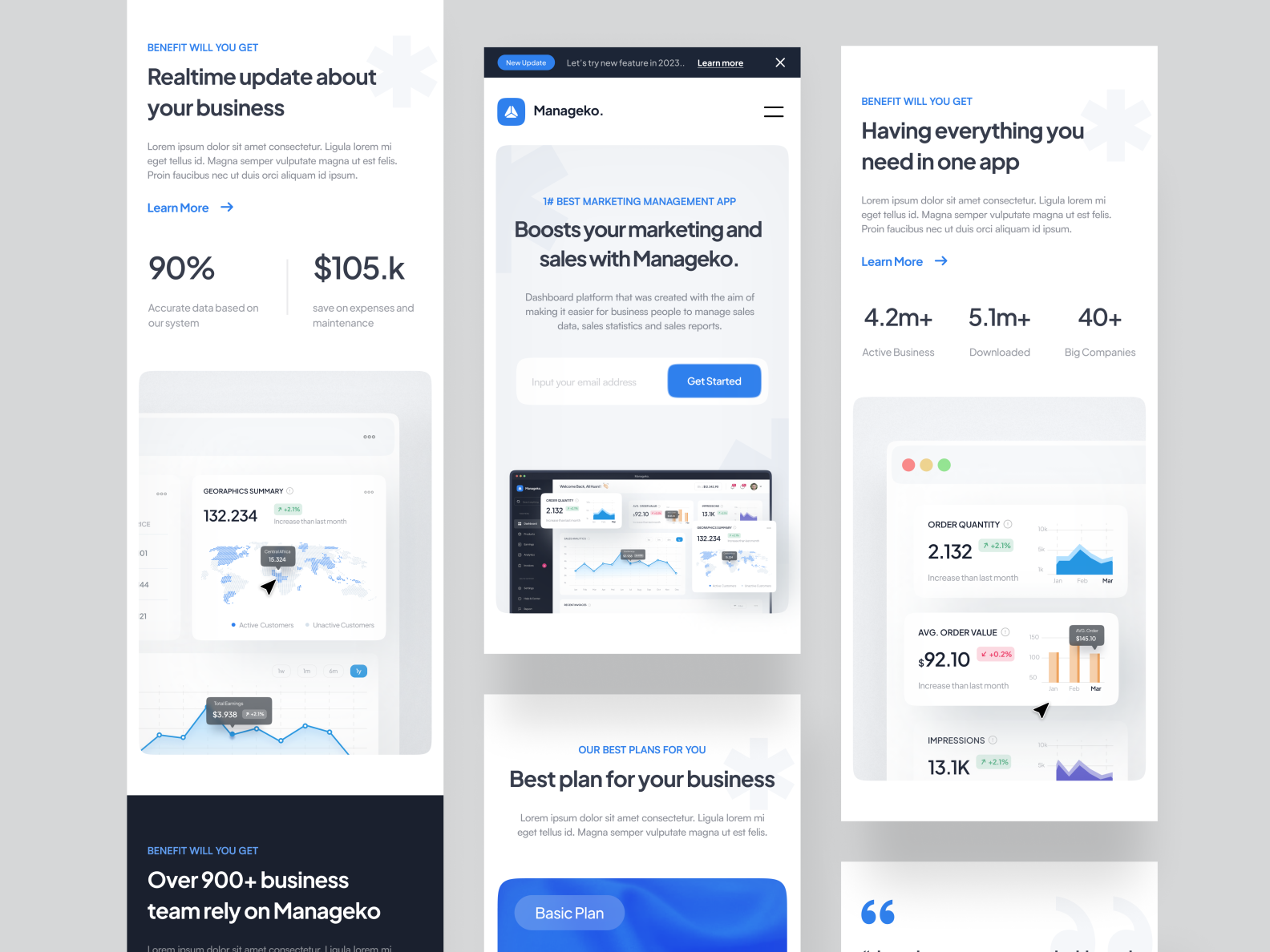 Saas Landing Page Responsive - Manageko. by Ali Husni for Enver Studio on Dribbble