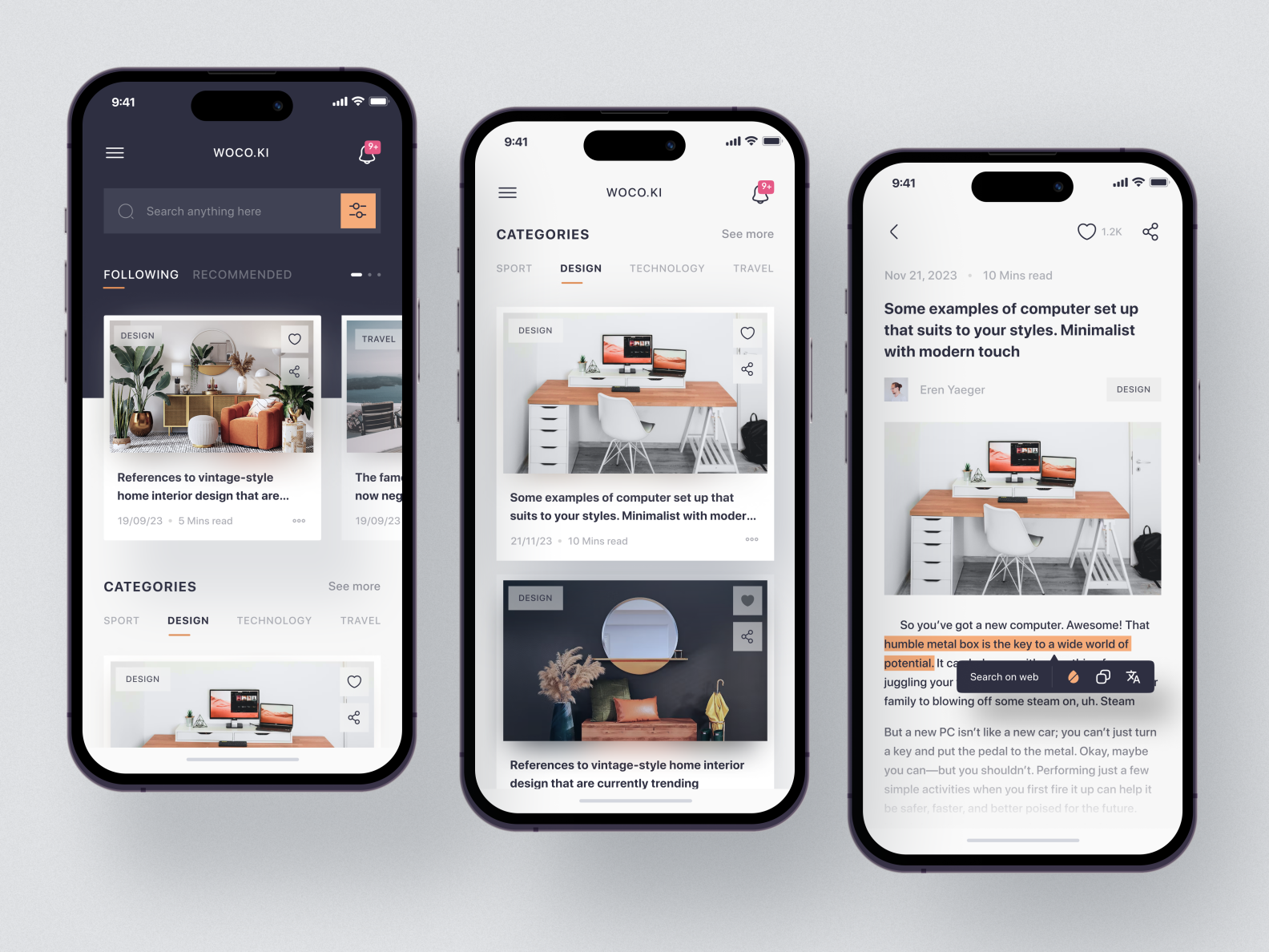 Article Mobile App - WOCO.KI 📖 by Ali Husni for Pickolab Studio on Dribbble