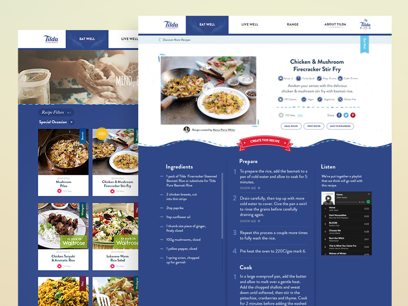 Recipe & Archive pages by Dan Shoreman for HOME on Dribbble