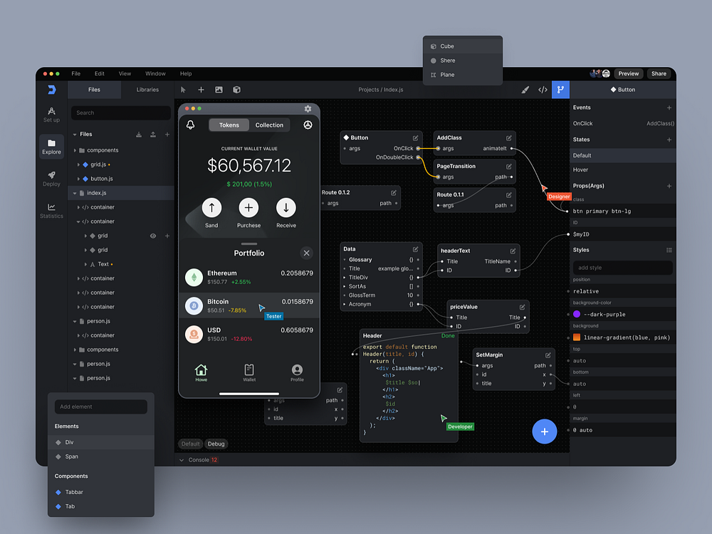 Node editor by Yask on Dribbble