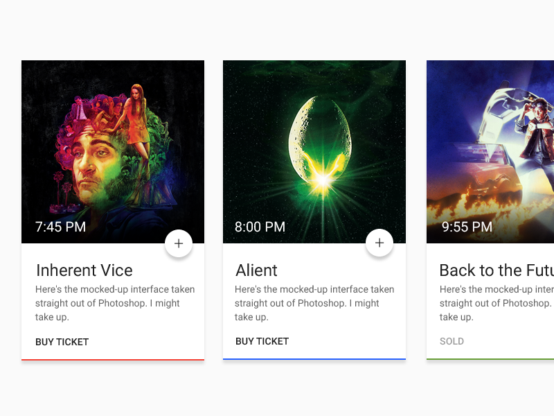 Cards for cinema site by Yask on Dribbble