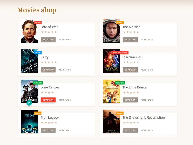 Movies Shop Section by Yask on Dribbble