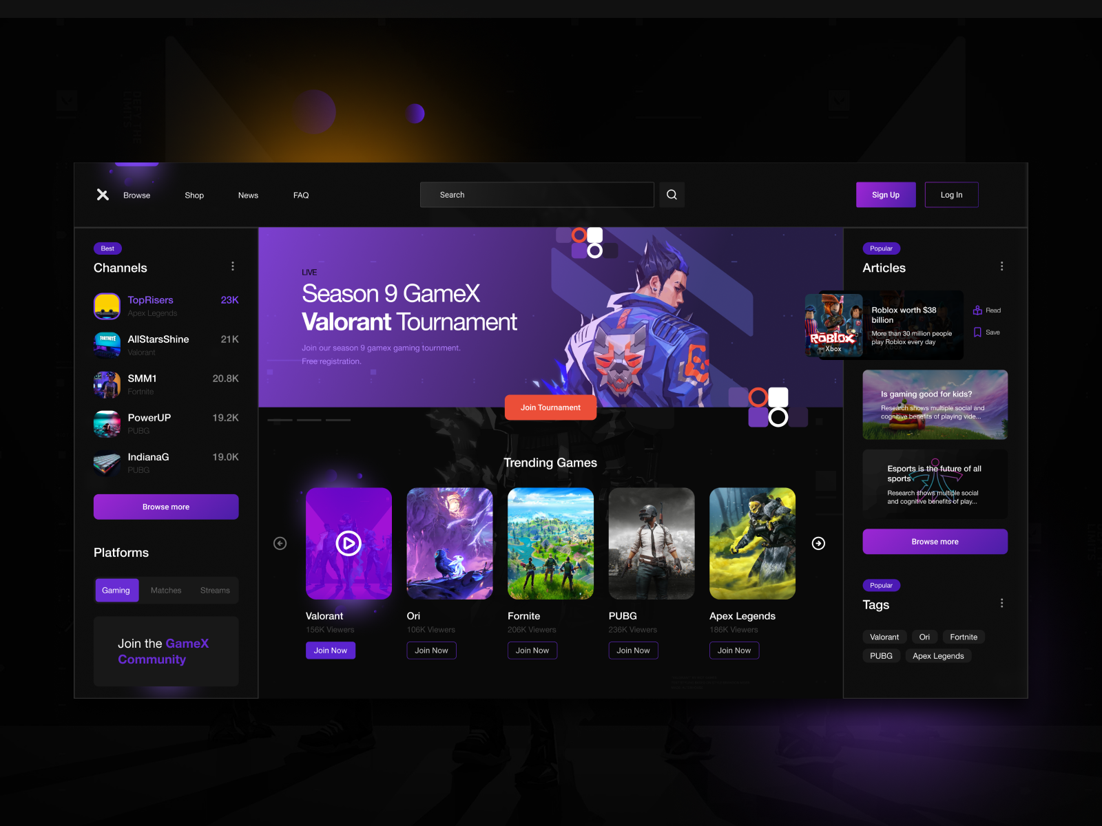 Gaming Stream UI by Suvam Prasad on Dribbble