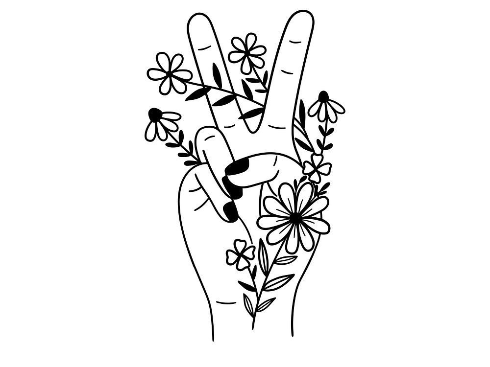 Peace Sign Hand with flowers by IrinaOstapenko on Dribbble