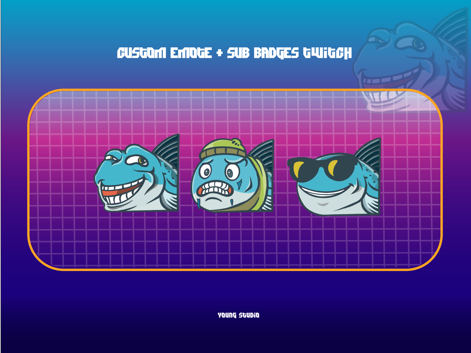 blue salmon fish custom emote twitch by Youngstudio84 on Dribbble