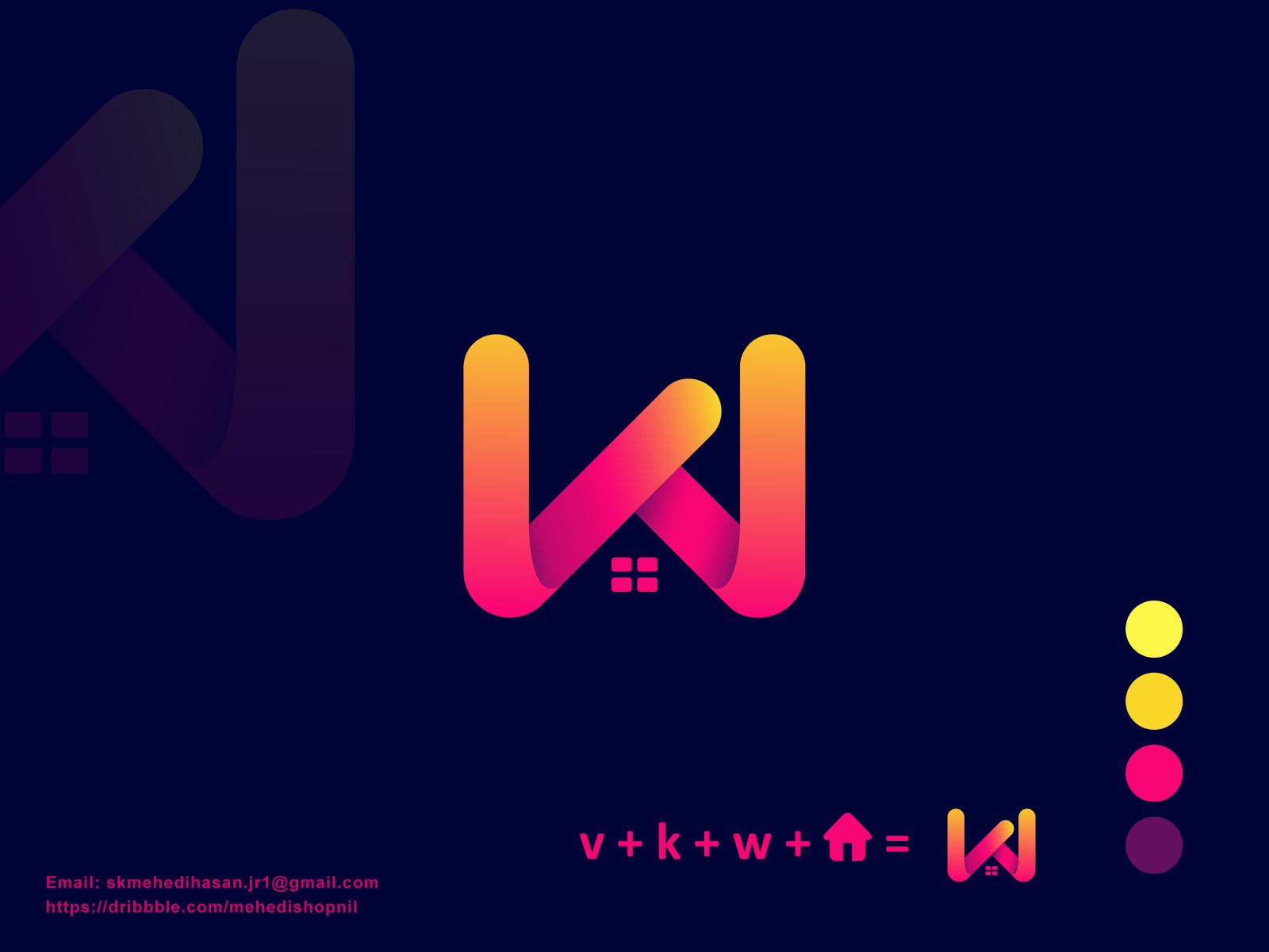 Modern Minimal logo (v+k+w+home) by Mehedi Shopnil on Dribbble