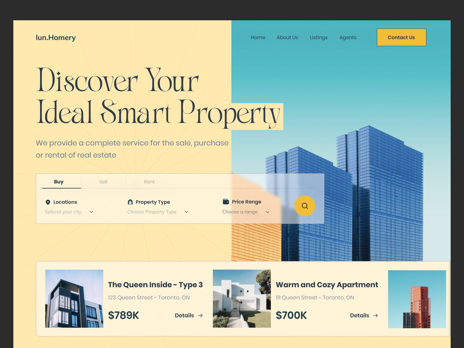 lun.Homery__Real Estate Website Header by Naimujjaman on Dribbble