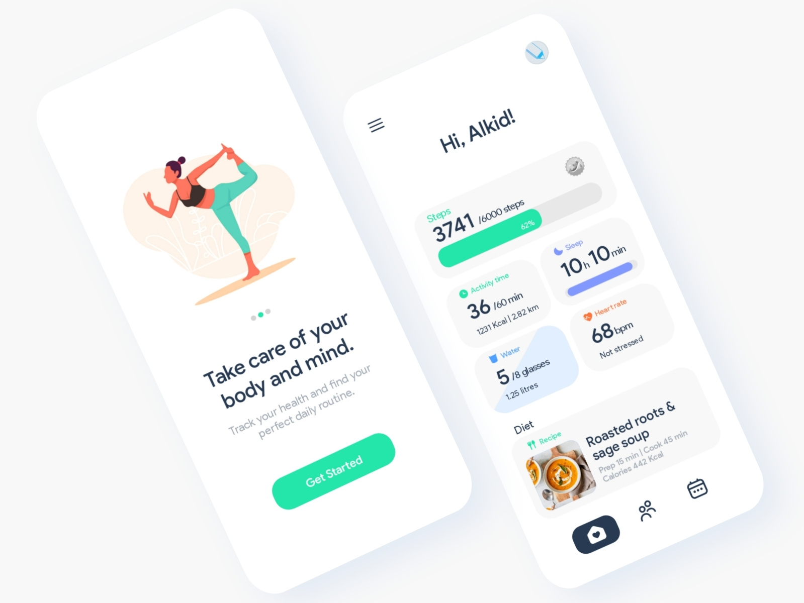 Health Tracking app UI by Alkid Shuli on Dribbble
