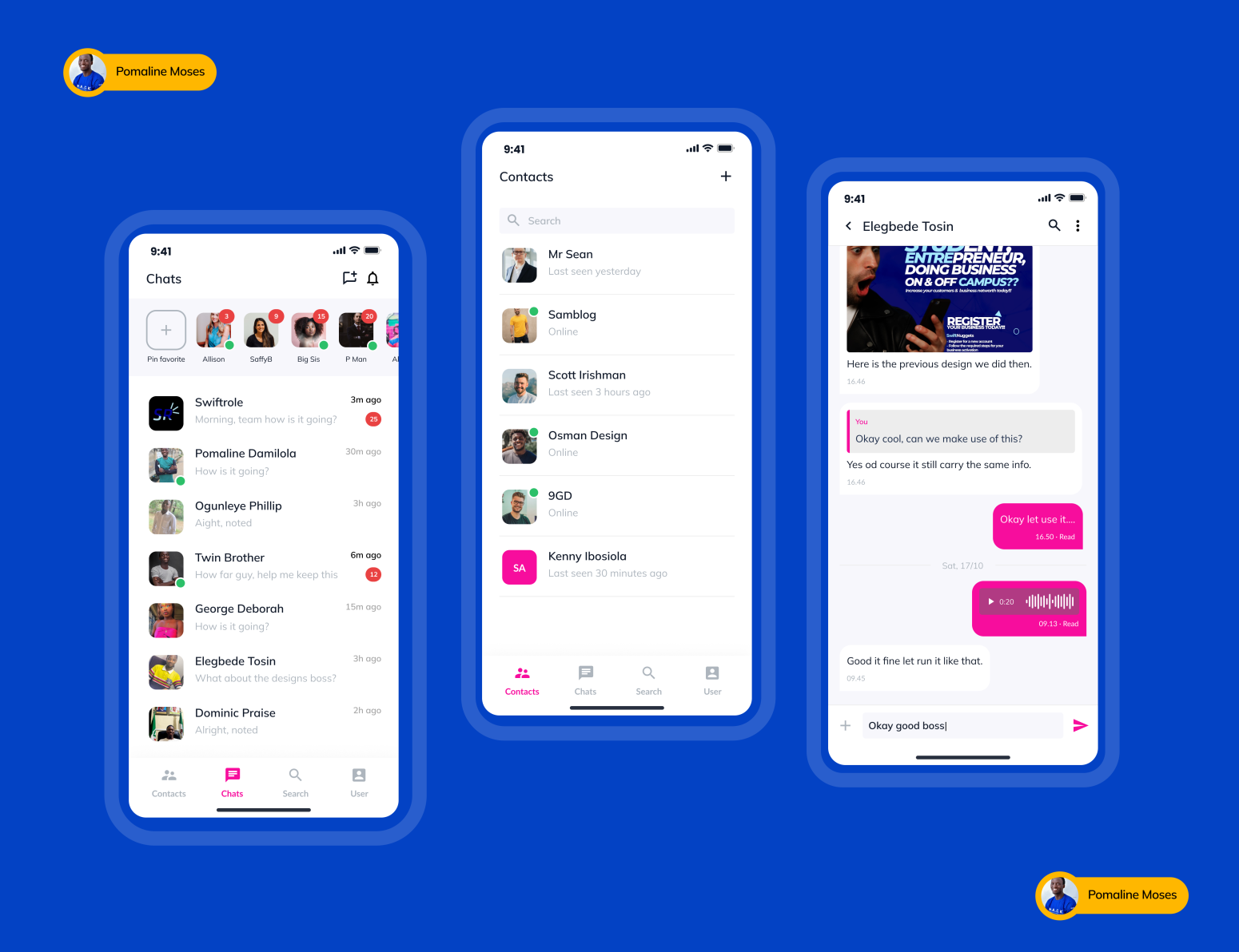 Chat Screen by Pomaline Moses Olanrewaju on Dribbble