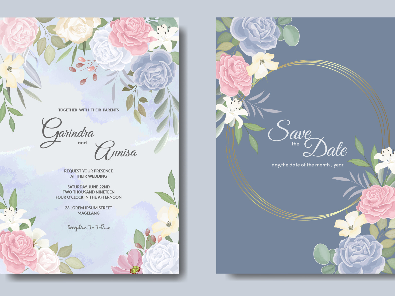 colourful wedding invitation card by MARIA NURINCE DOMINGGAS on Dribbble