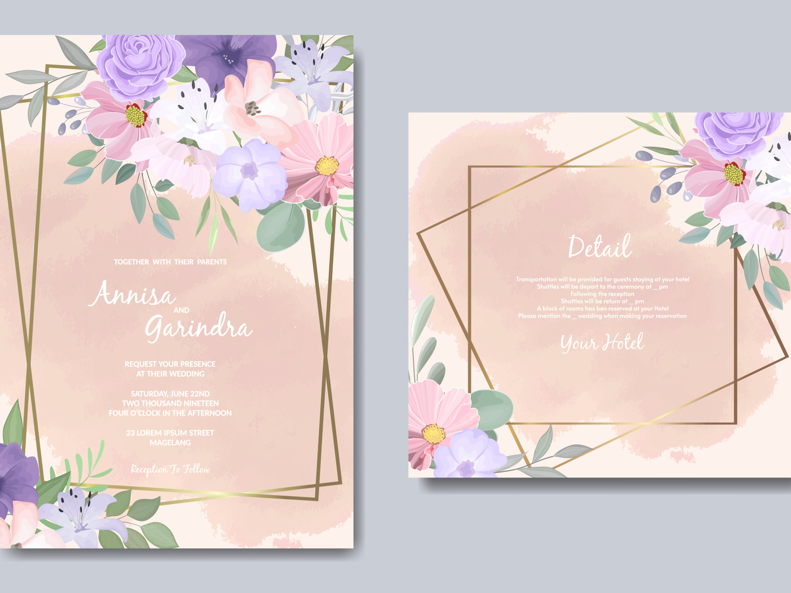 colourful wedding invitation card by MARIA NURINCE DOMINGGAS on Dribbble