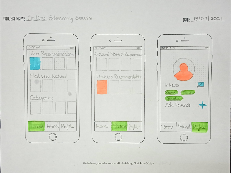 Online Streaming Services Paper Prototype Low Fidelity Prototype by Prahlad Inala on Dribbble