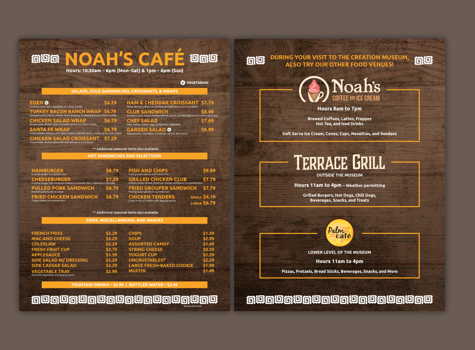 Noah's Cafe - Creatio Museum Menu Handout by Jonathan Williquette on Dribbble