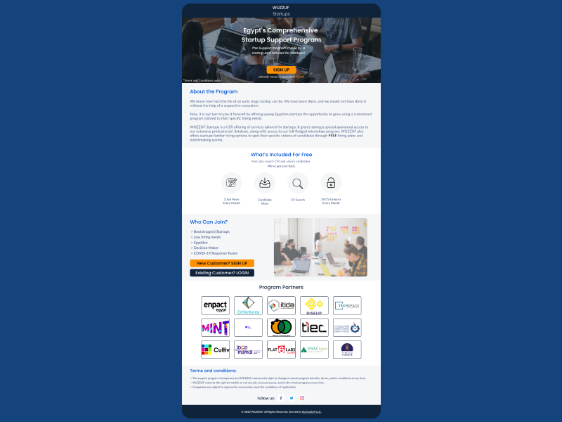 WUZZUF Startups landing page by Ali Ahmed on Dribbble