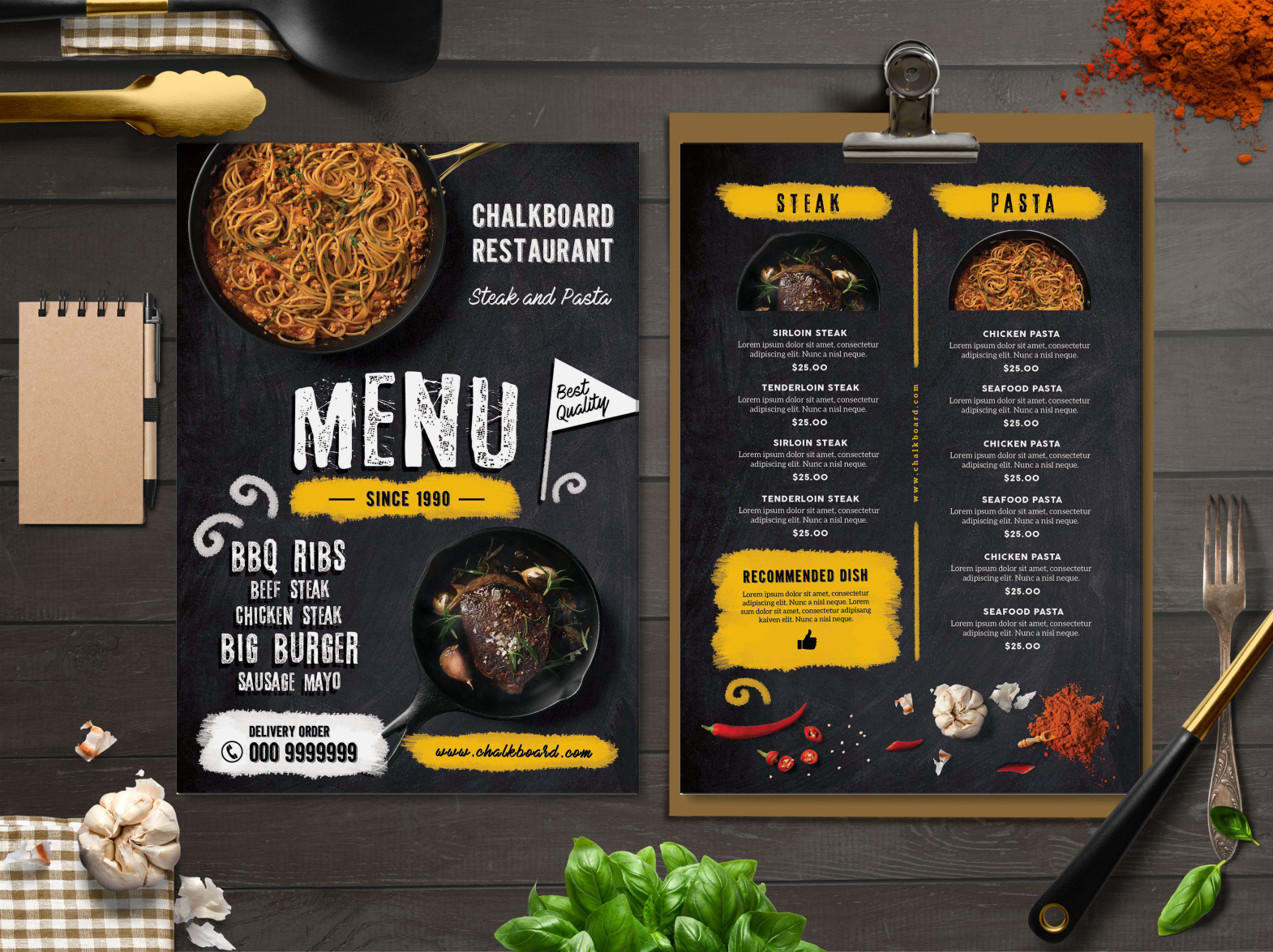 Chalkboard Restaurant Menu Design by Tirta Design on Dribbble