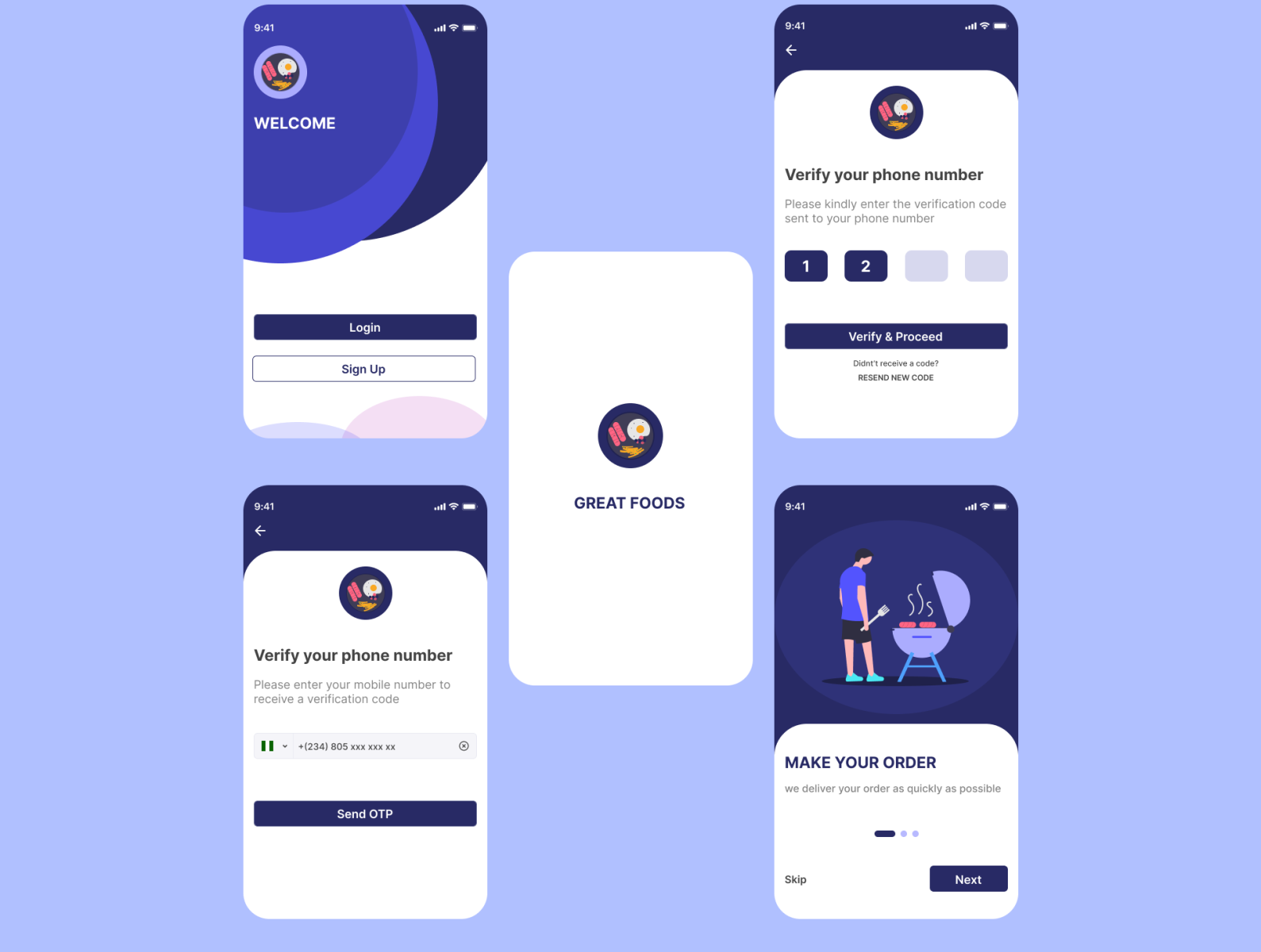 Food App Onboarding/Verification by Liz Antai on Dribbble