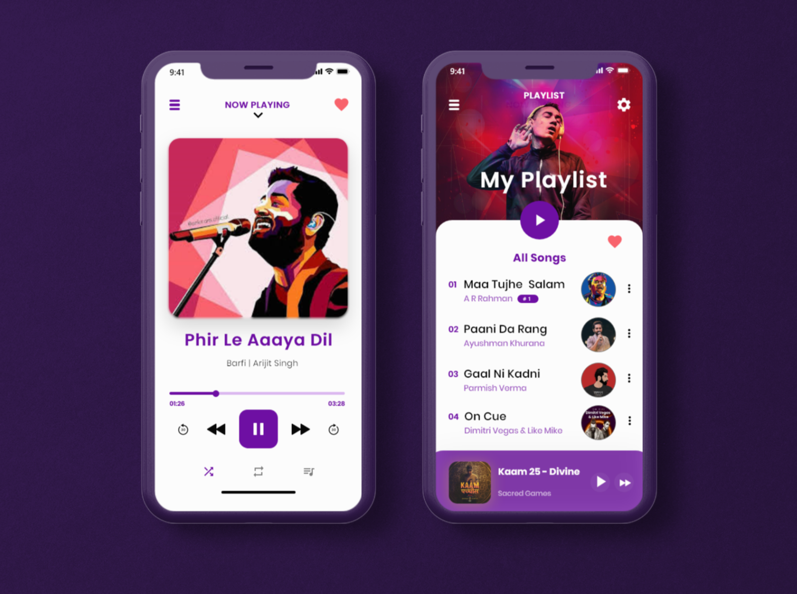 Music player UI design by Shubham maheshwari on Dribbble