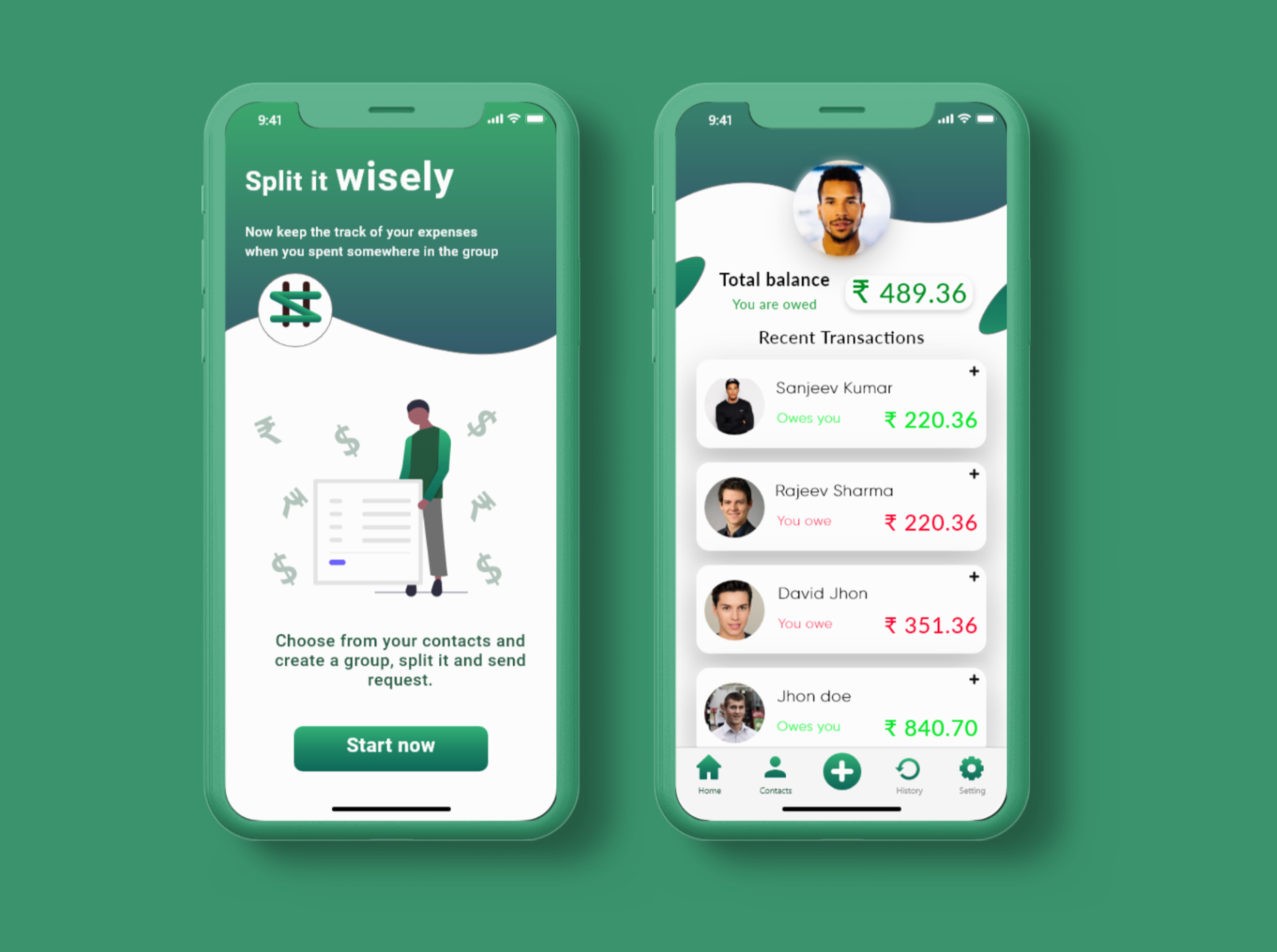 Expense split application user interface. by Shubham maheshwari on Dribbble