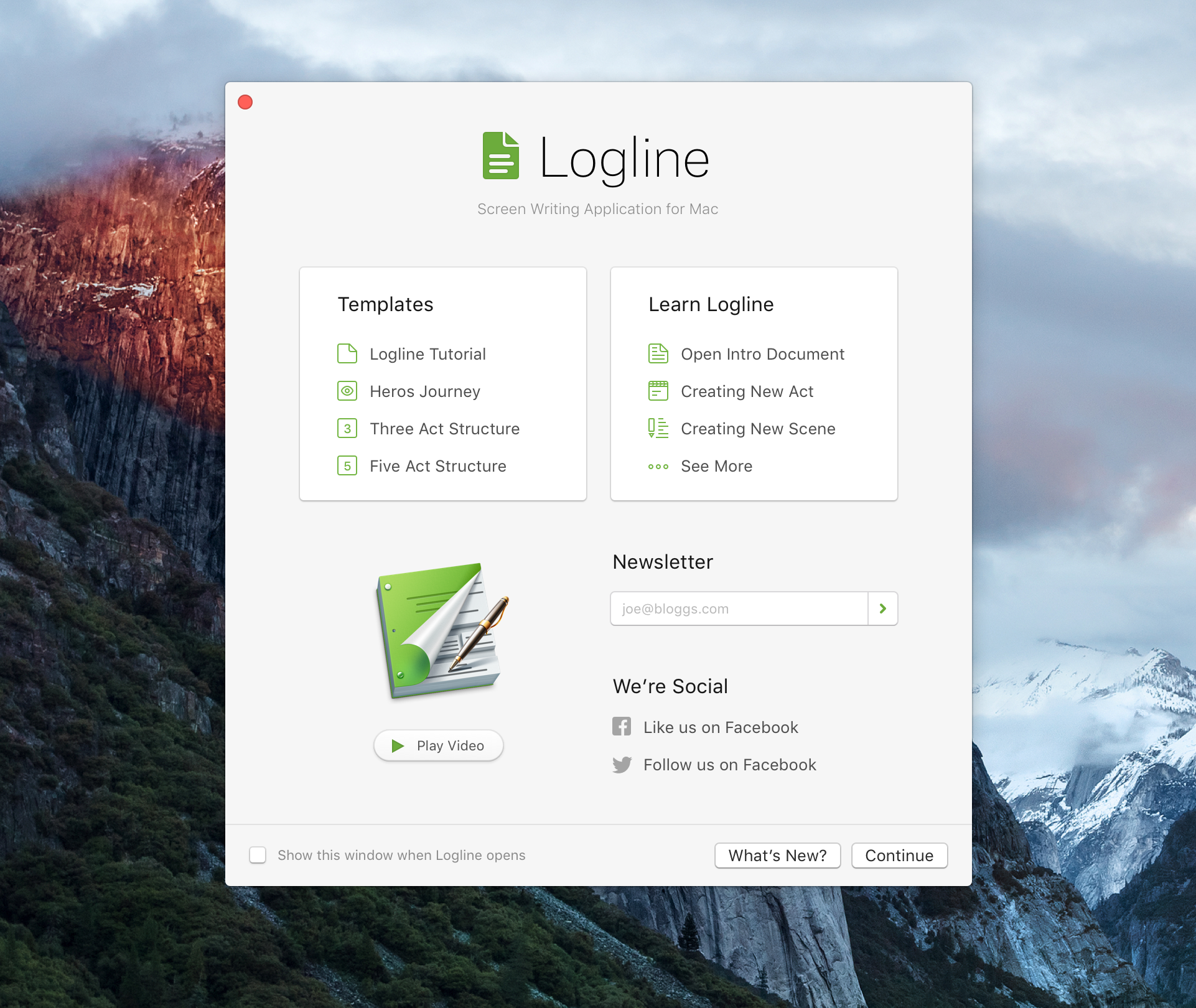 Logline Welcome Screen by James on Dribbble