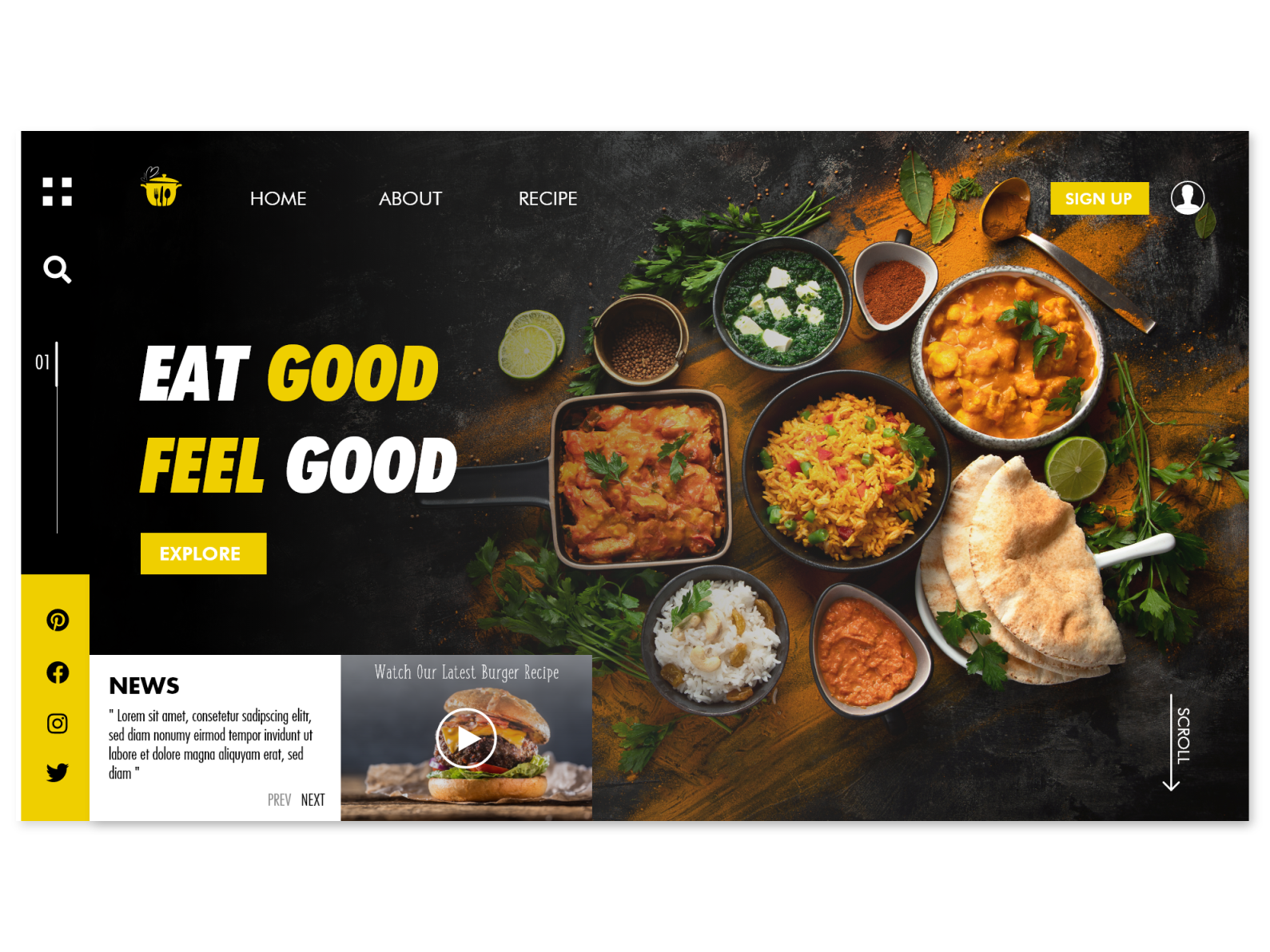 Food recipes website - landing page by Dejan Kokotovic on Dribbble