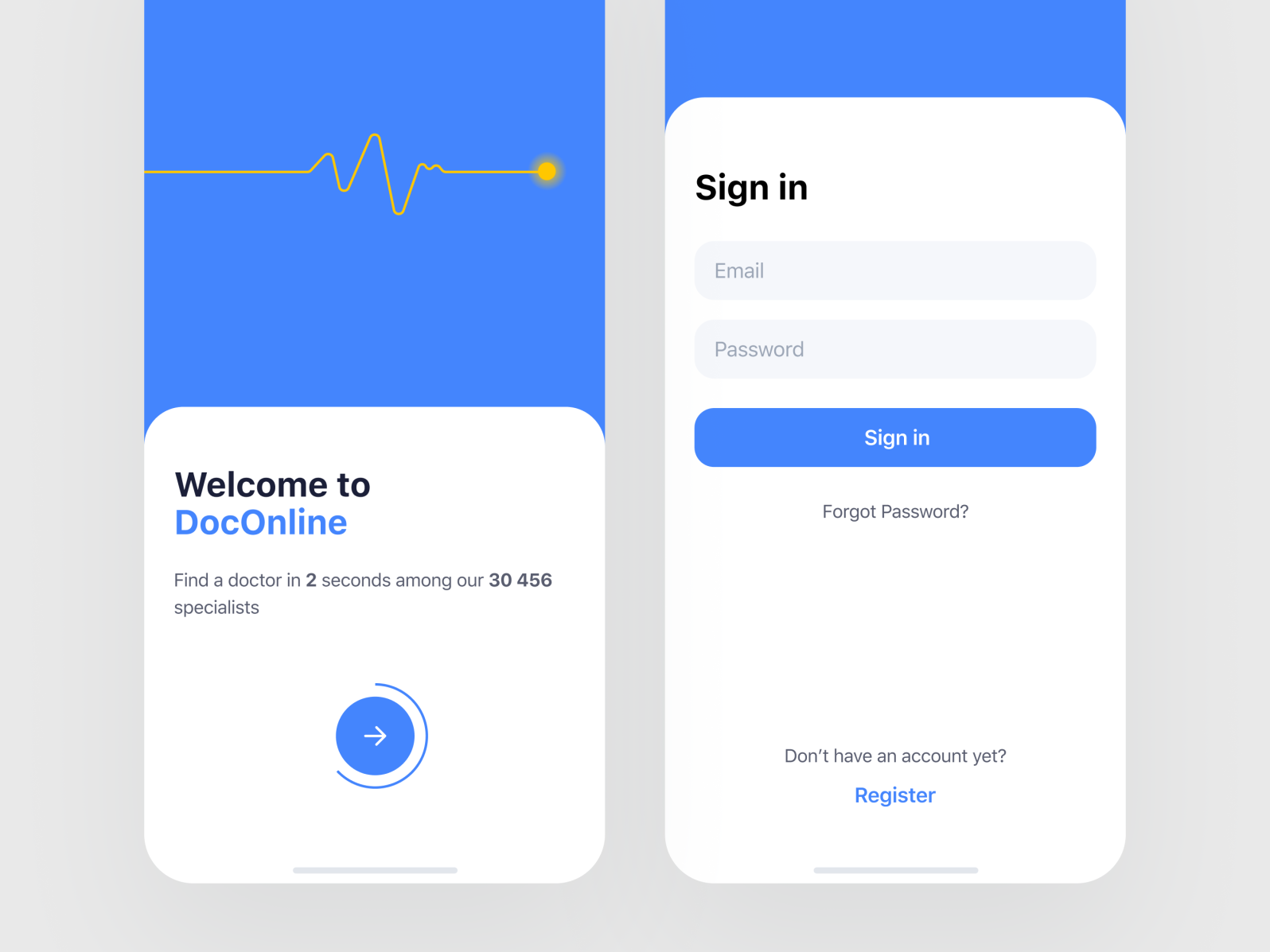 Sign In Screens for Doctor Appointment Mobile App by MDesign on Dribbble