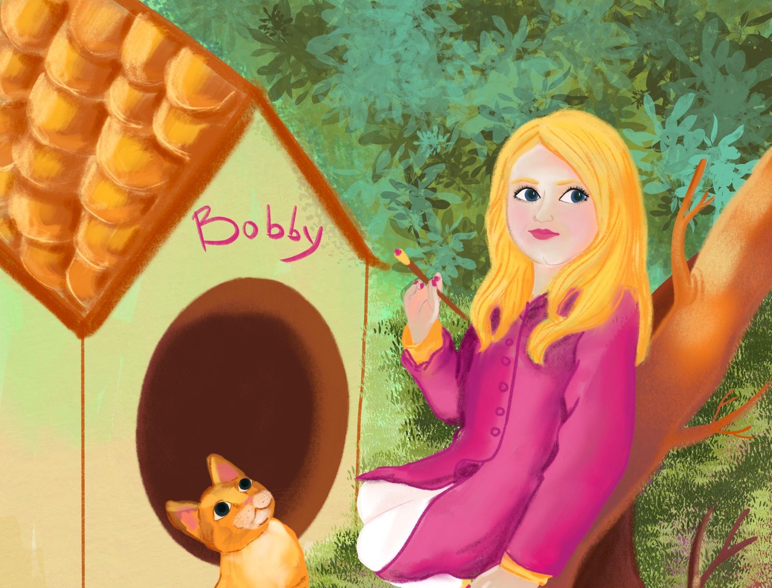 Cartoon girl and cat book illustration by tatiana kucachenko on Dribbble