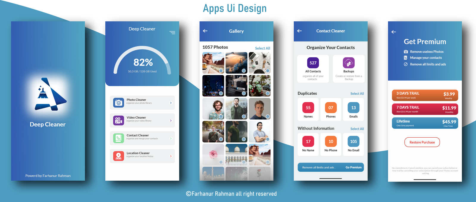 Cleaner Apps UI Design by Farhanur_Rahman on Dribbble