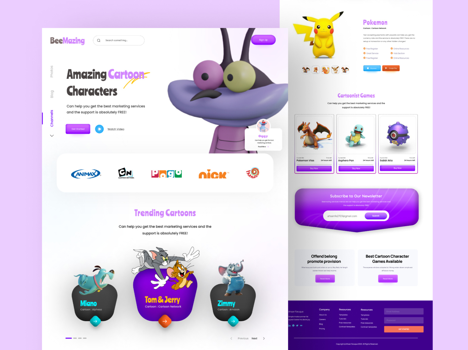 Cartoon Website Design by Ahsan Faruque on Dribbble