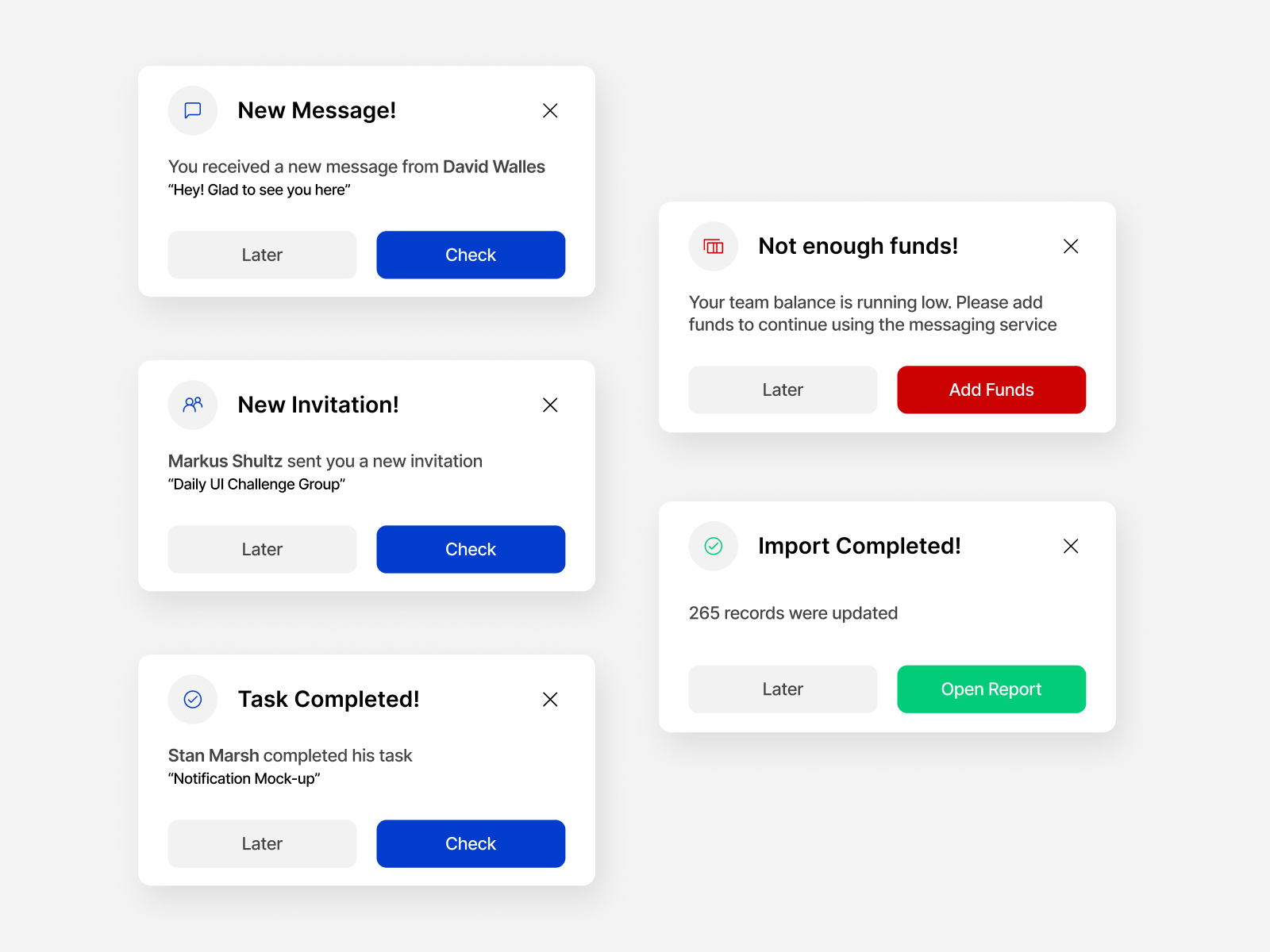 UI Daily Challenge #49 - Notifications by Eugene Shatilo on Dribbble