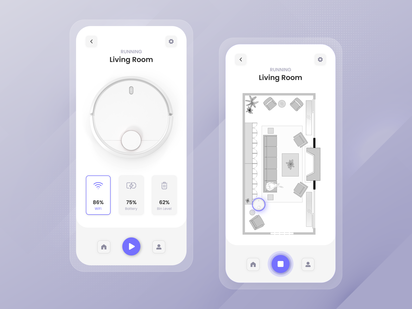 Vacuum Cleaner App - XD challenge by Sophia Miller for Bacancy on Dribbble